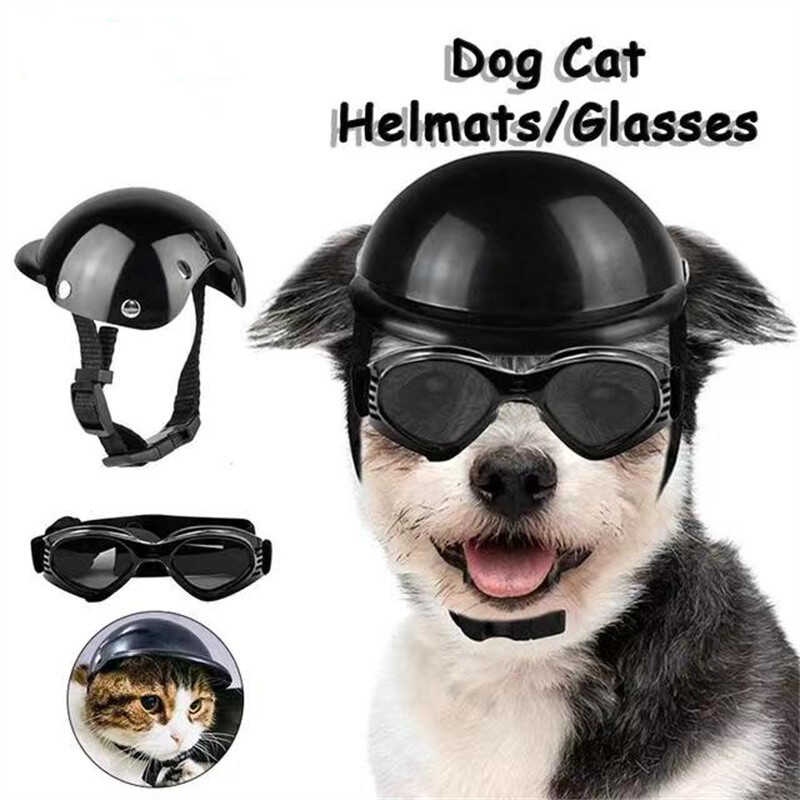 Pet Helmets Dog Cat Bicycle Motorcycle Helmet With Sunglasses Safety ...
