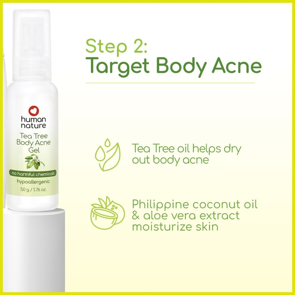 Human Nature Tea Tree Body Acne Gel 50g (No Harmful Chemicals) | Shopee ...