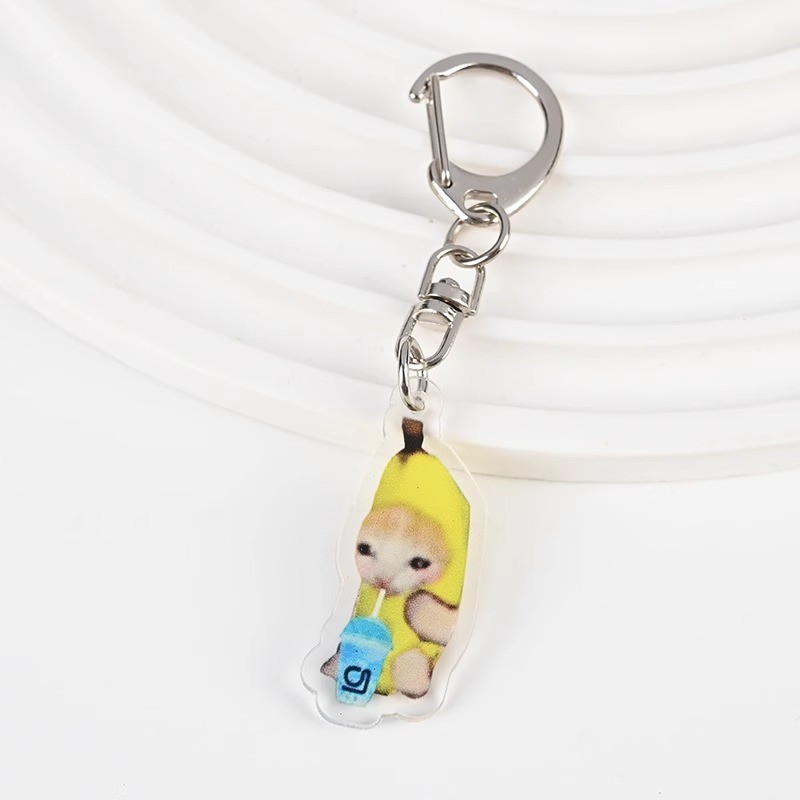 St.kunkka Food Cat Banana Cat Keychain Acrylic Cartoon Keyring | Shopee ...