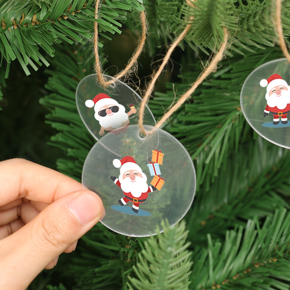 5 Pcs/ Set DIY Acrylic Transparent Round Disc Christmas Tree Pendant ...