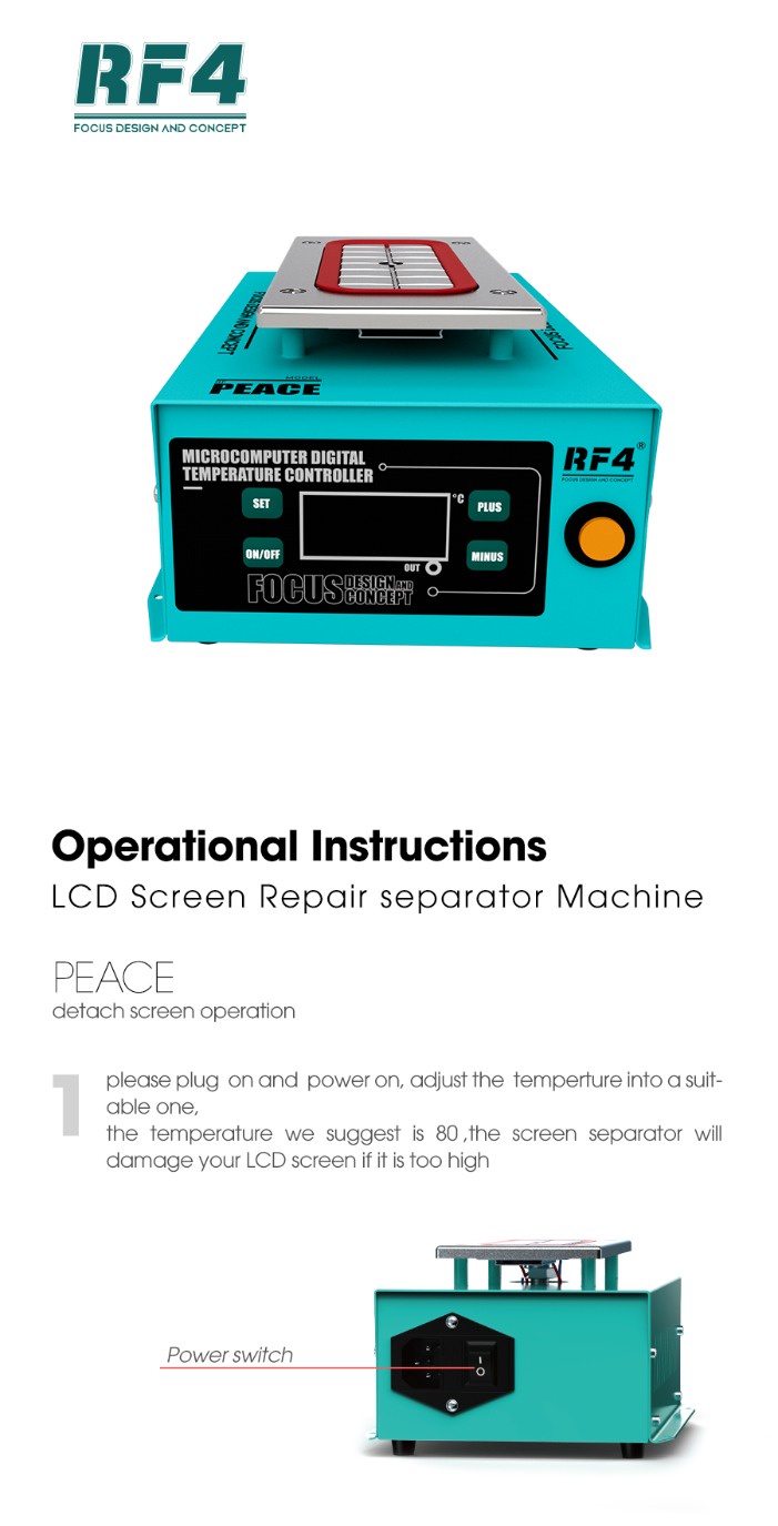 RF4-PEACE Large Suction LCD Separator Built in Vacuum Pump Mobile Phone Touch Screen Removal and ...