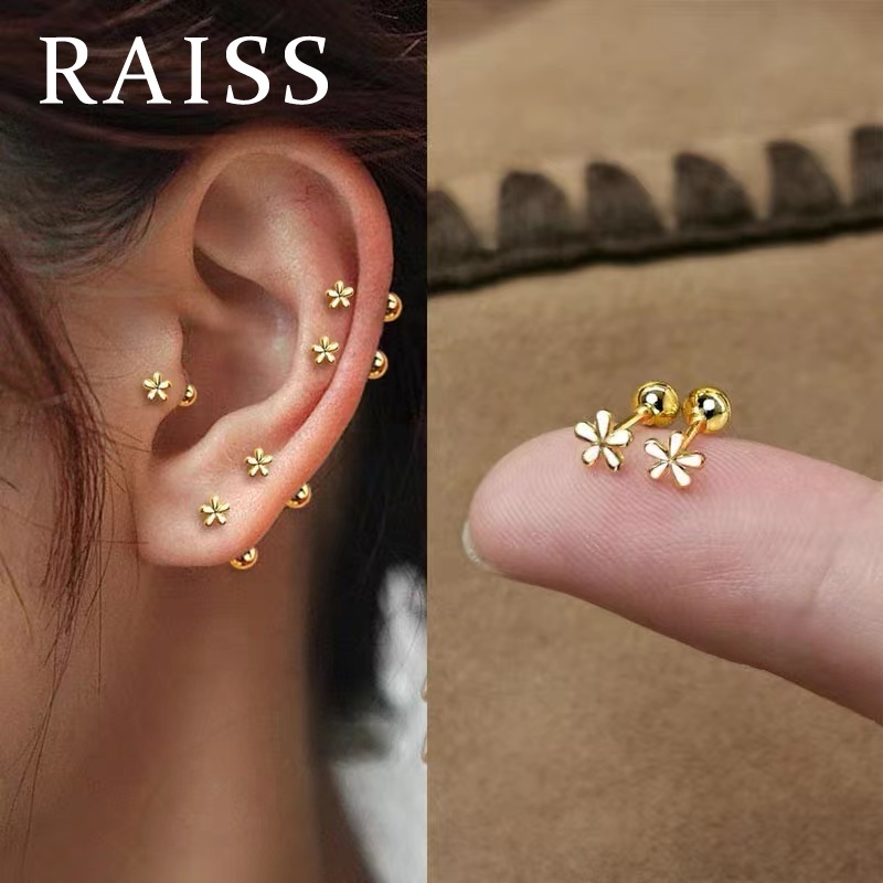 Titanium Flower Shaped Stud Earrings Summer Simple Earrings Stainless ...