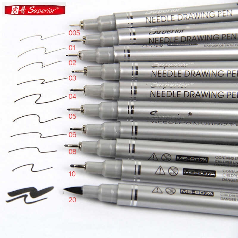 Superior 10Pcs/Set Micron Pen Needle Tip Fine Liner Drawing Sketch ...