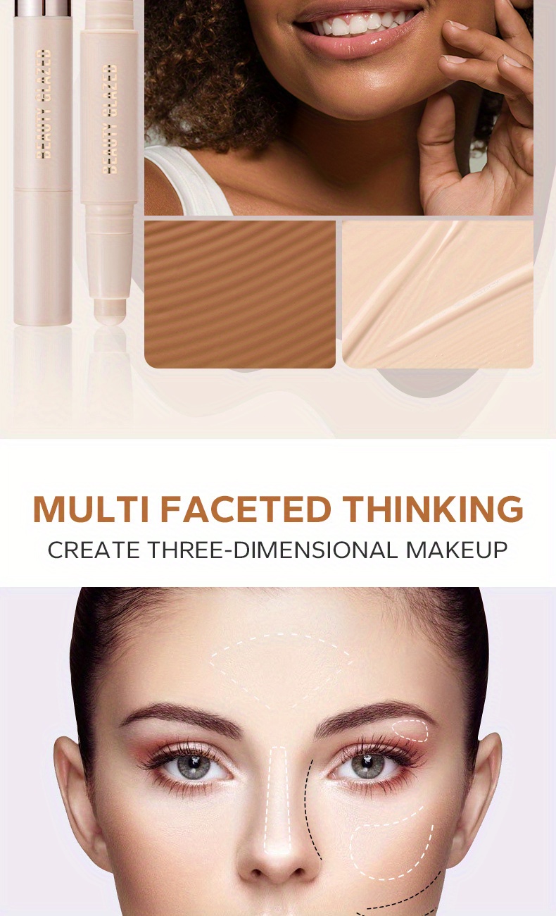BEAUTY GLAZED Double Head Highlighter and Contour Long-lasting ...