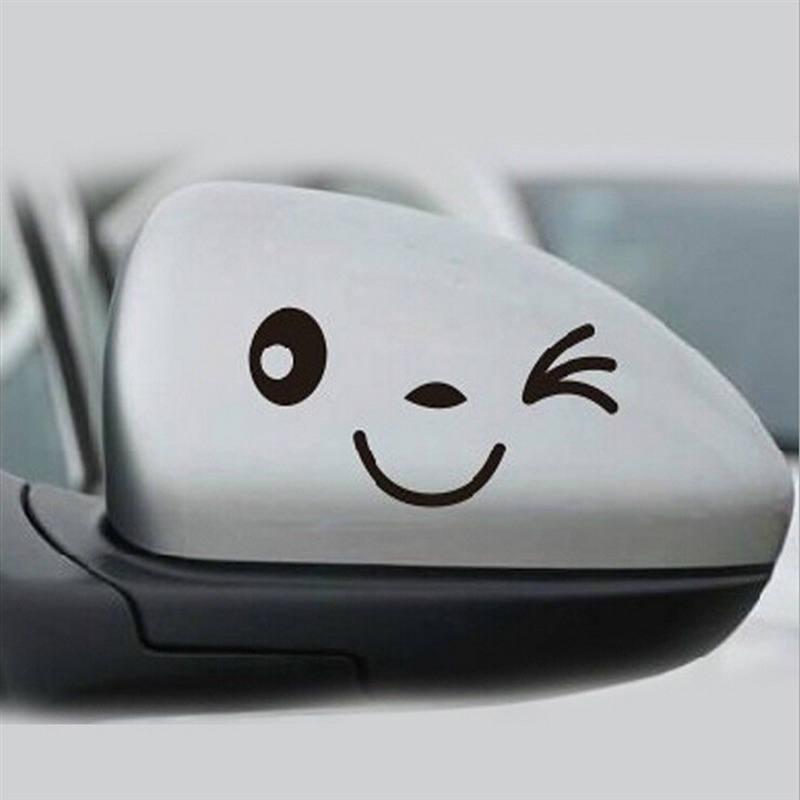 2pcs Cute Cartoon Happy Face Car Stickers, Car Rearview Mirror Decals L ...