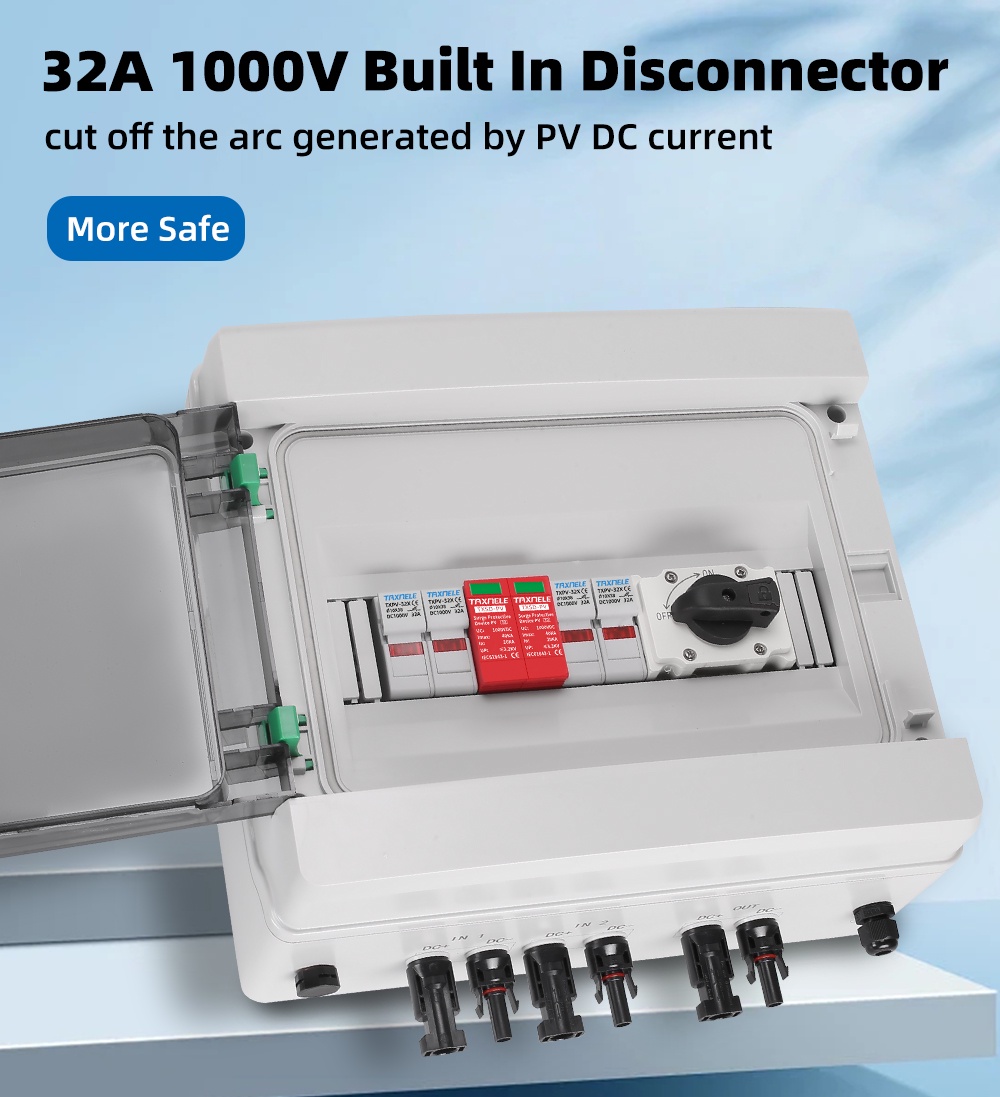 Solar photovoltaic PV Combiner Box Surge Lightning Protection 2 input 1 ...
