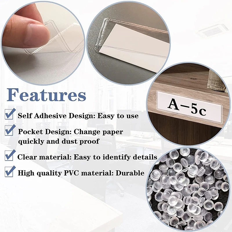 Shelf Tag Pocket Identification Card / 4Pcs Transparent Self-Adhesive ...