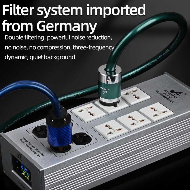 HIFI LED Display Audio Power Filter Purifier Lightning Protection AC ...