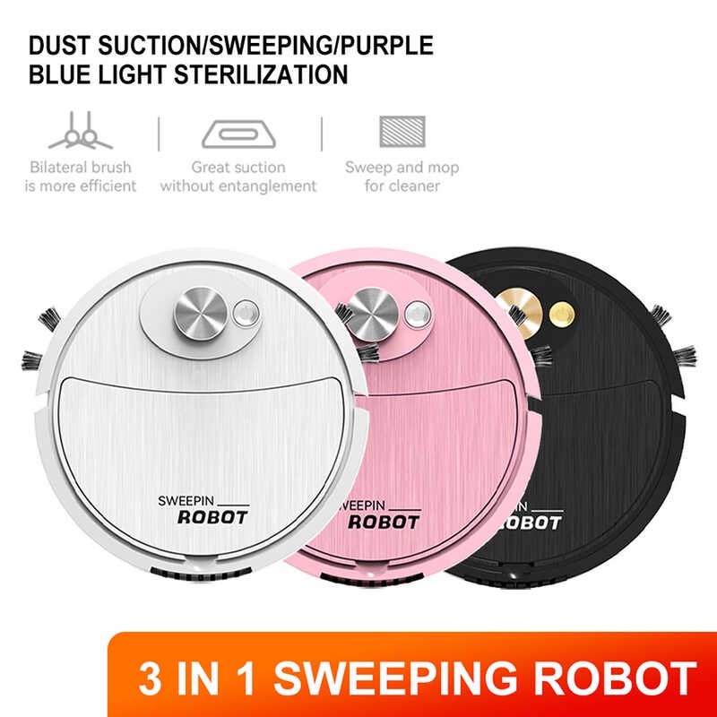 3 Sa 1 Smart Robot Home Sweeper and Vacuuming UV Wireless Vacuum Cleaner Sweeping Robots For ...