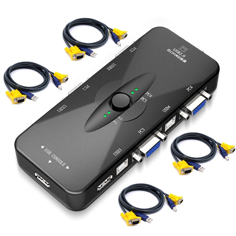 4 Port VGA KVM switch 4 in 1 out 1920x1440 VGA USB KVM switcher 2x1 ...