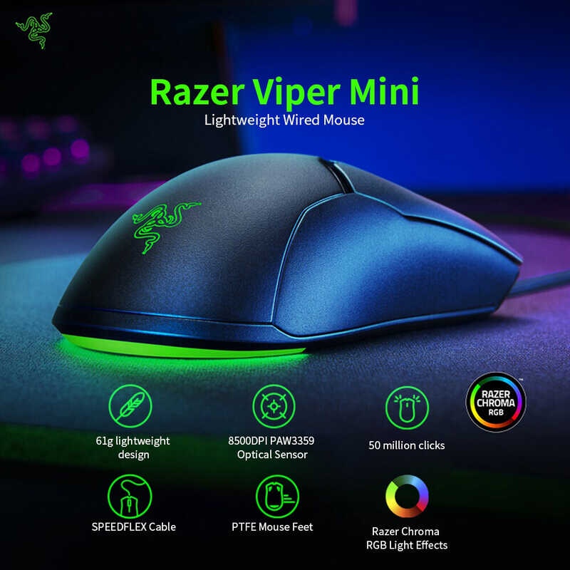 Razer Viper Mini Ultralight Gaming Mouse: Mga Fast Gaming Switches ...