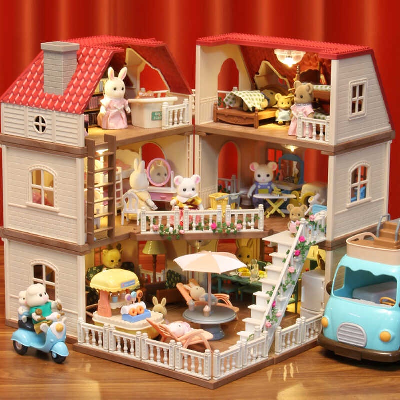 WD Simulasyon Kitchen Forest Family Mini House Double Three-Story Villa ...