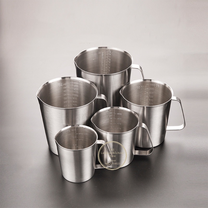 1pcs 500ml 700ml 1000ml 1500ml 2000ml Stainless Steel Lab Beaker Measuring Cups Graduated Liquid ...