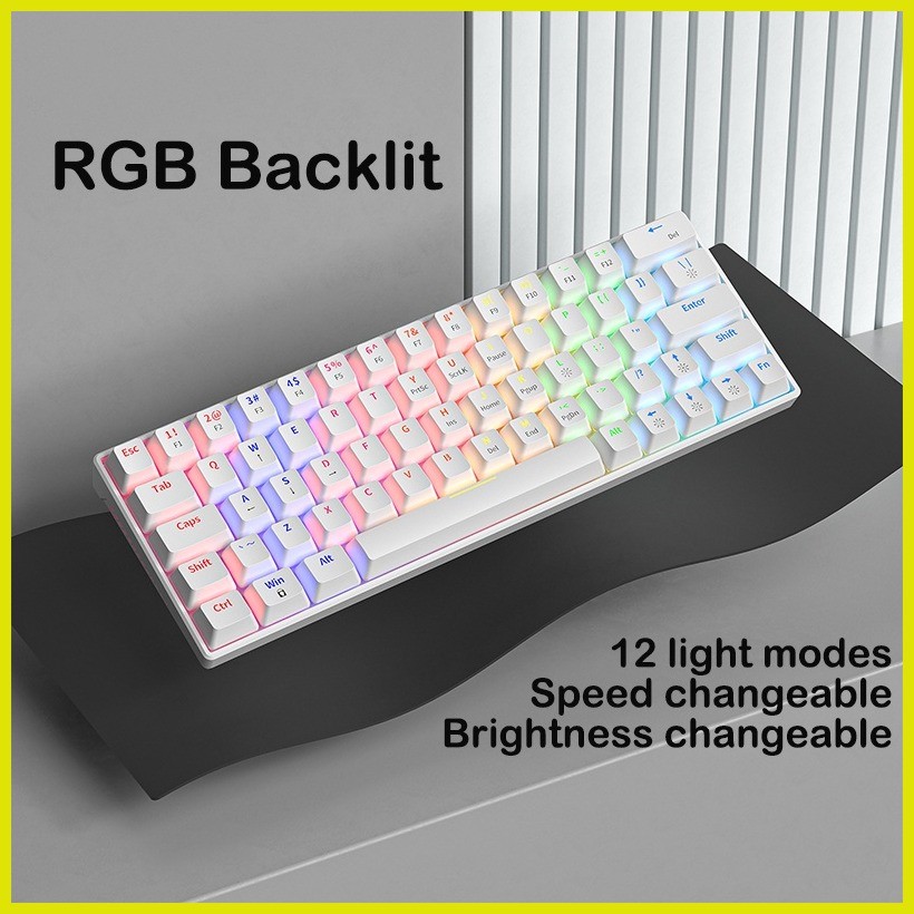 RGB Hotswappable Mechanical Keyboard 64 Keys Backlit Switch Gaming ...