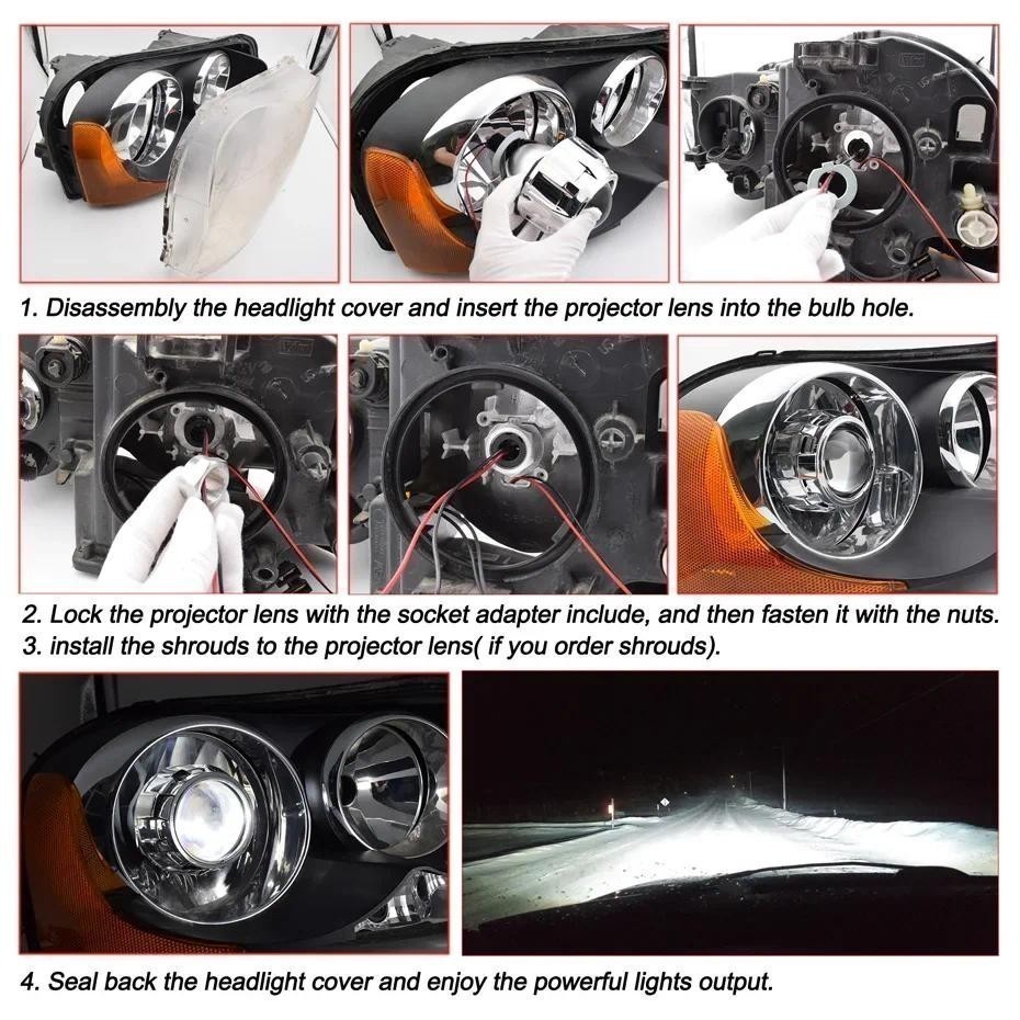 2.5 Inch Blue Bi LED Projector Lens Car Motorcycle Headlamp H4 H7 H1 ...