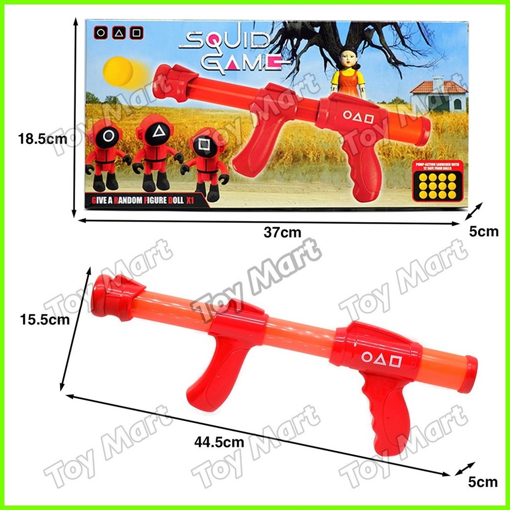 ¤ Squid Game NF Outdoor Play Pump Action Launcher w/ 12 Balls + 1 Pink ...