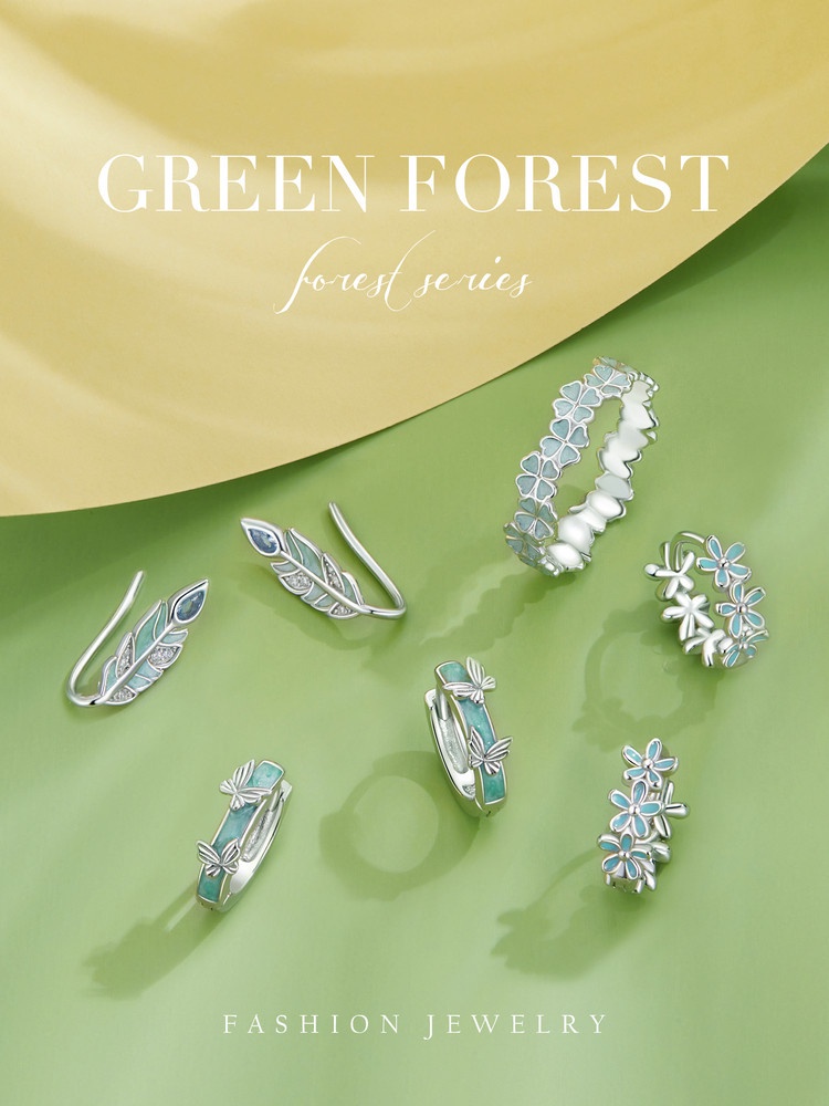 Bamoer 925 Sterling Sliver Earrings Green Forest Style Butterfly ...