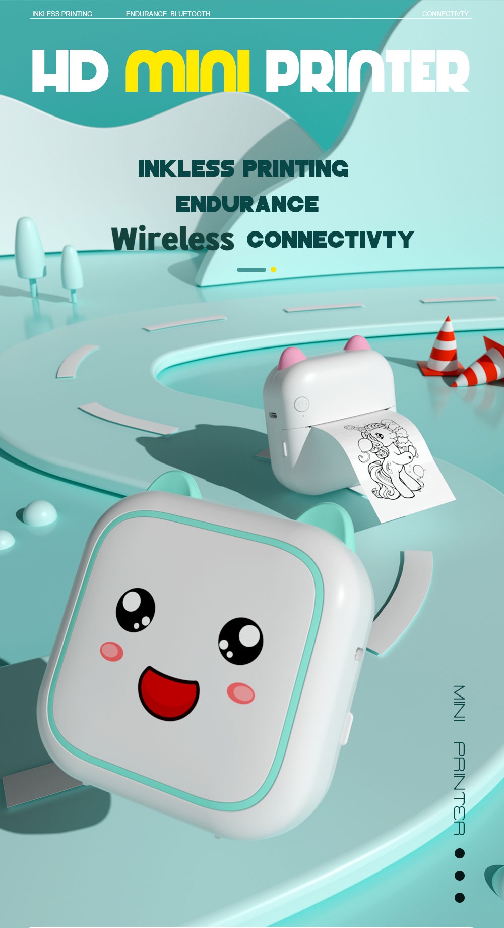 Mini Printer Lable Text Note Wrong Question Inkless Thermal Photo ...