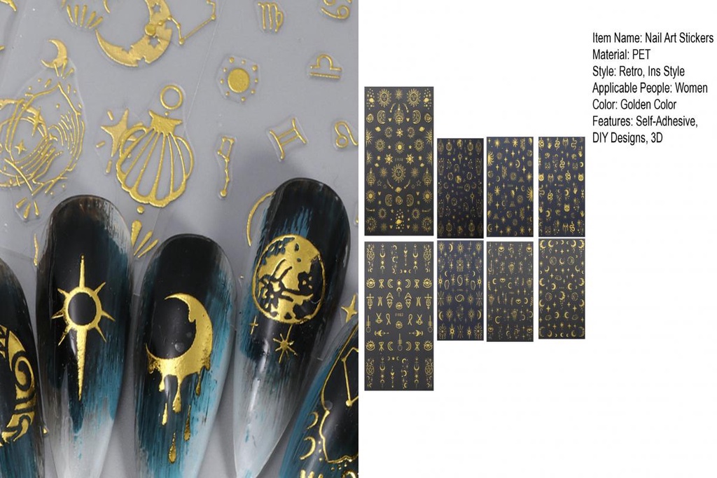 HAN_ Nail Art Stickers Nail Stickers for Ages Golden Star Nail Stickers ...