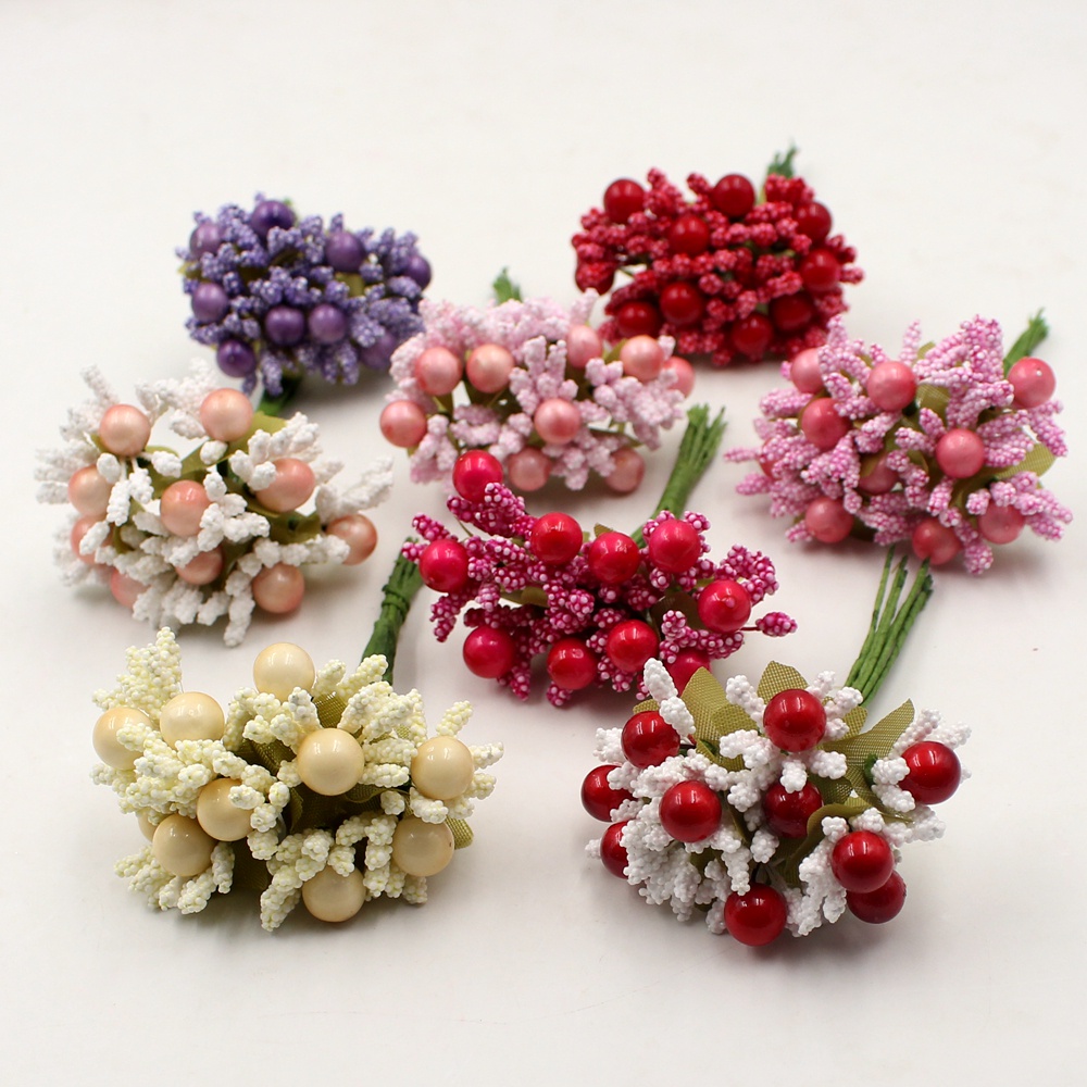 Mini Artificial Fake Flowers Bouquet Foam Mulberry Berry Wedding Party ...