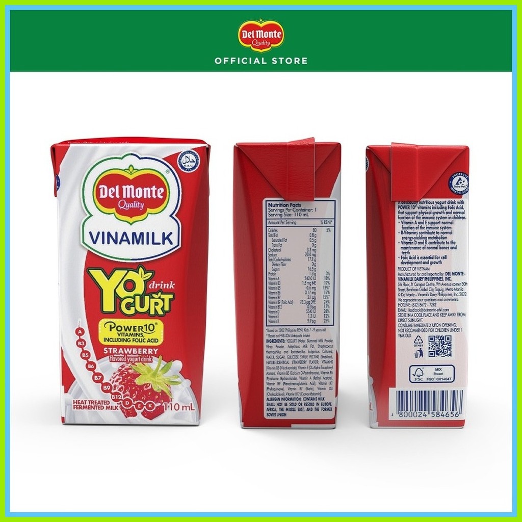 DEL MONTE YOGURT DRINK® VINAMILK Strawberry BAON PACK with Power 10 ...