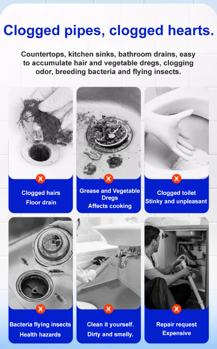 Kitchen Unclogging Powder Drain Dissolving Scale Toilet Pipe Cleaning ...
