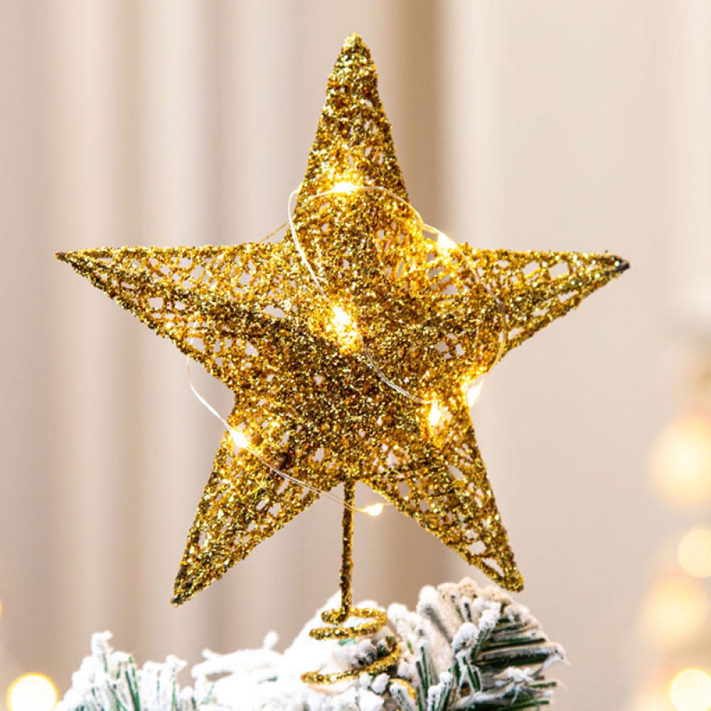 Christmas Tree Toppers Sequin Iron Hollow Star For Treetop 20cm Large ...