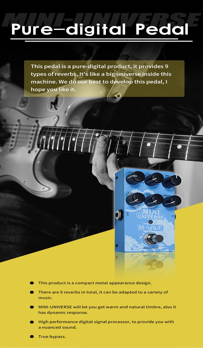 M-VAVE mini universe V2 version Electric Guitar Reverb Effects Pedal ...