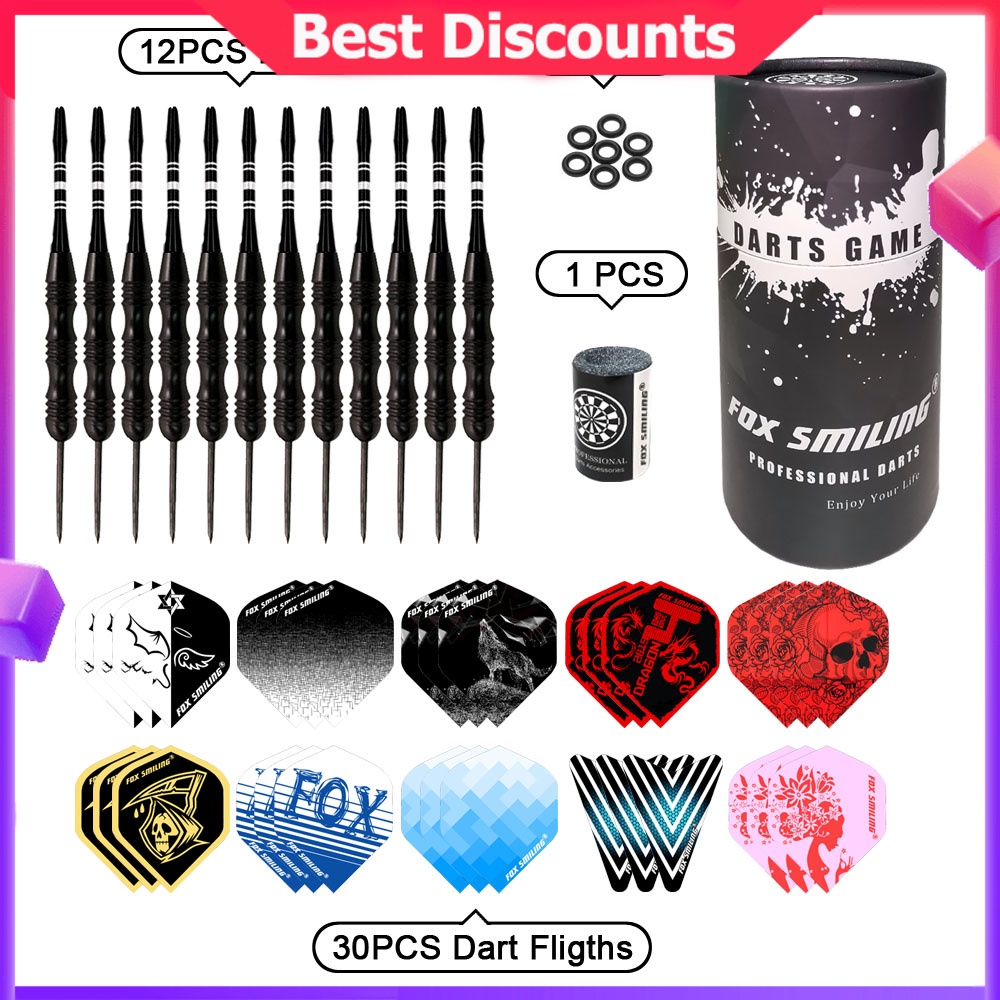 12PCS Dart Pins 22/24g Steel Tip Darts Aluminum Shaft With 30PCS ...