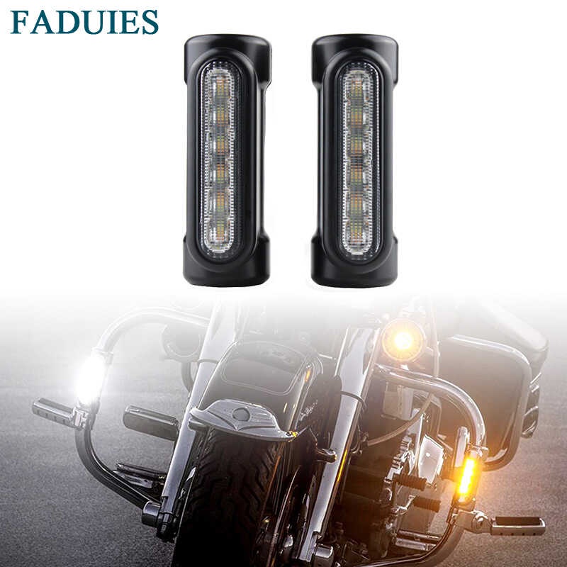 Highway Black FADUIES 2psc Motorcycle Bar Switchback Driving Light Crash Bars For Harley ...