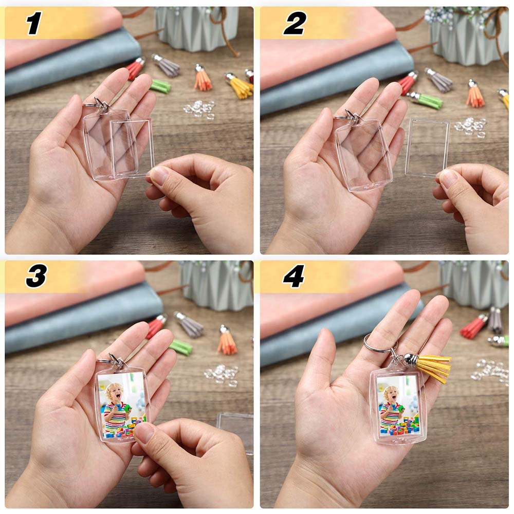 10pcs Keychain Acrylic Key Chain Key Ring Blank Keyrings Insert Photo ...