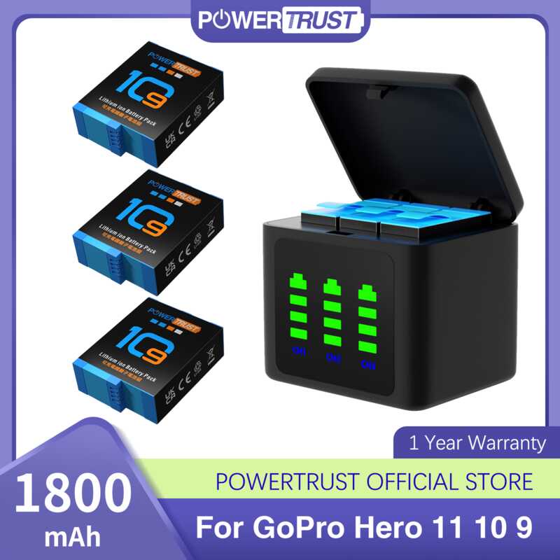 1800mAh Battery for GoPro Hero 10 and LED Charger for Go Pro Hero 9 ...