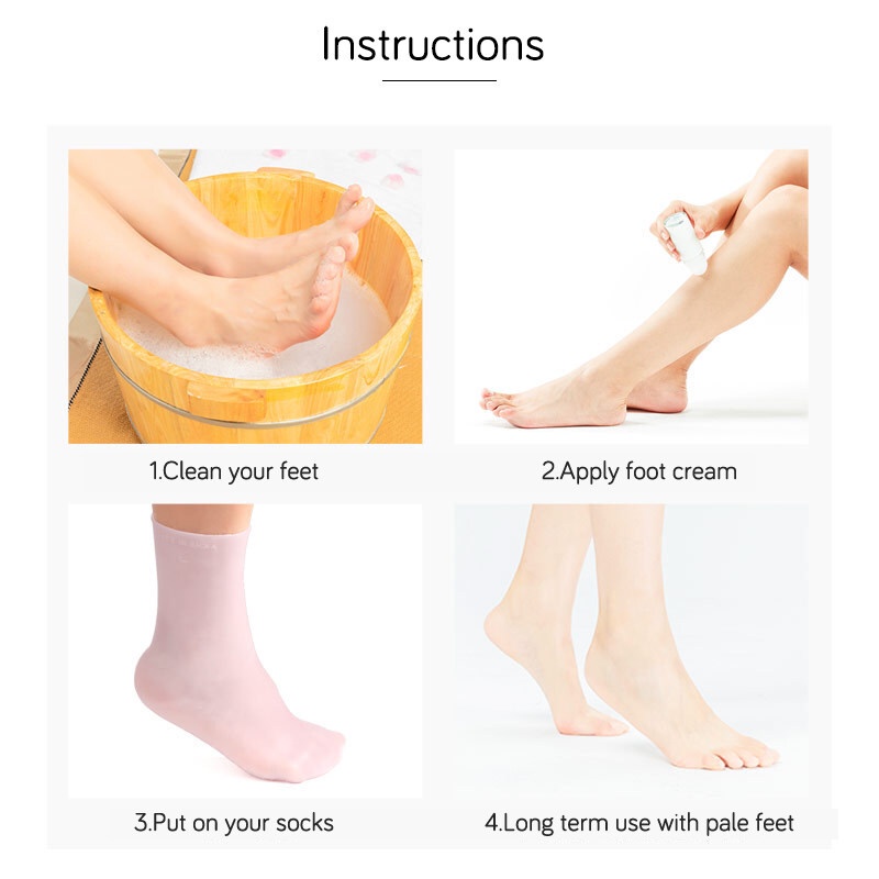 Long Tube Silicone Socks Whitening Moisturizing Gel Socks Anti Crackin ...
