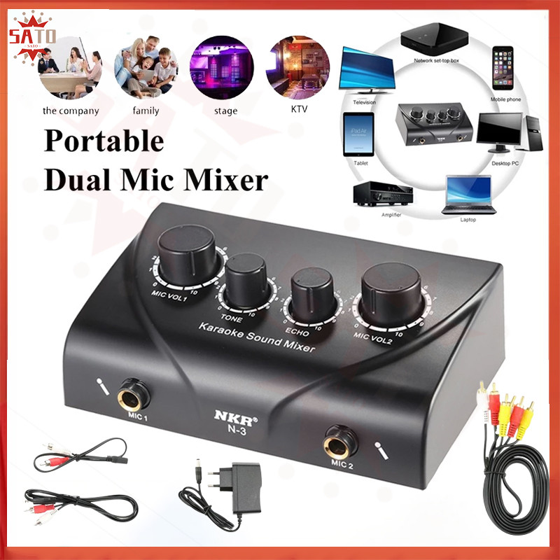 Karaoke Sound Mixer Professional Audio Mixer Amplifier Portable Dual ...