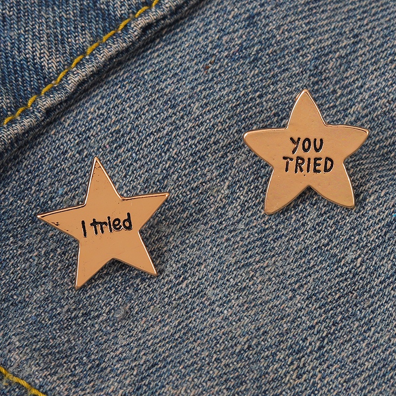 Cartoon Gold Five-pointed Star Enamel Pins Brooches Medal Stars Brooch ...