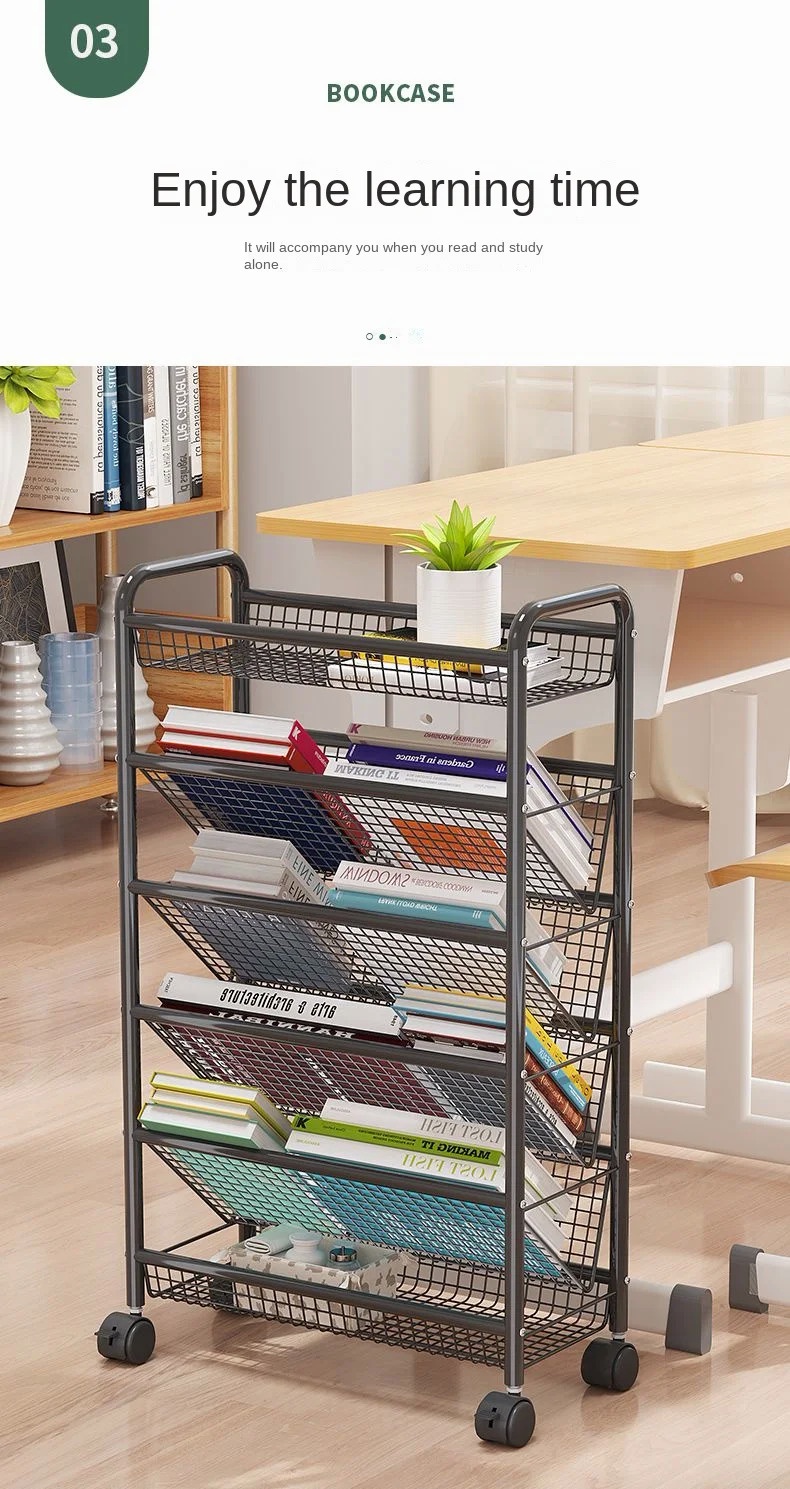 Wheeled storage rack Simple student bookshelves on the floor, new ...