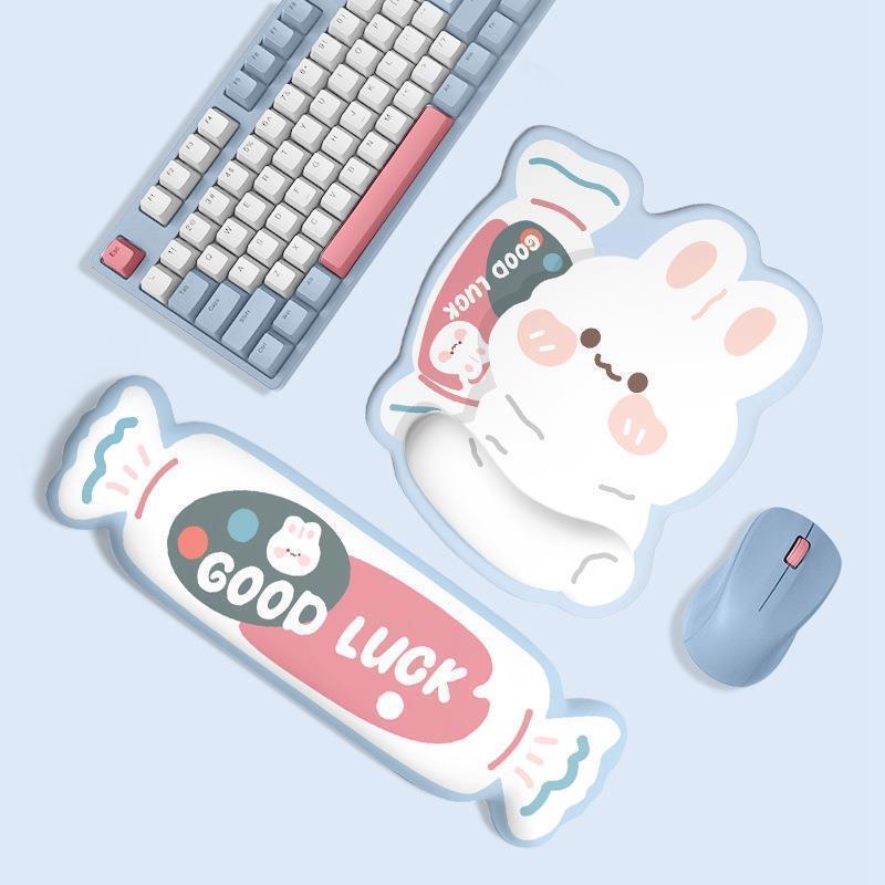 Good Luck Mouse Pad + Keyboard Pad Set Milk Rabbit Hand Rest Wrist Pad ...
