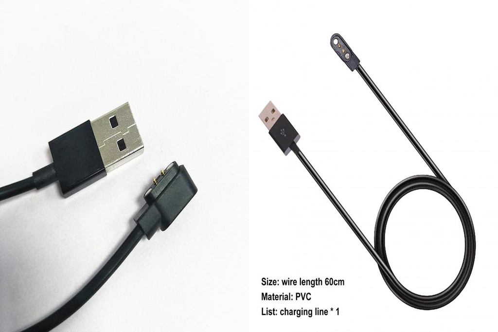 SP.B Tangle-free Watch Charger Cable for Smart Watch 2 Pin 284mm Safe ...