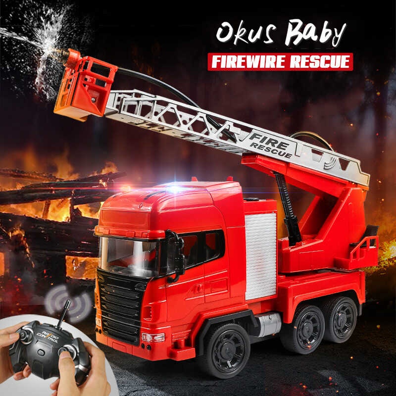 RC Fire Rescue Truck Car Electric Fire Engine With Ladders Rechargeable ...