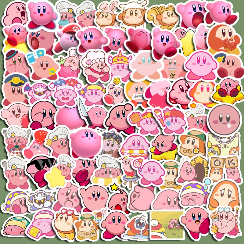 100pcs Cute Kirby Cartoon Sticker Kids Diy Tool Computer Stickers for ...