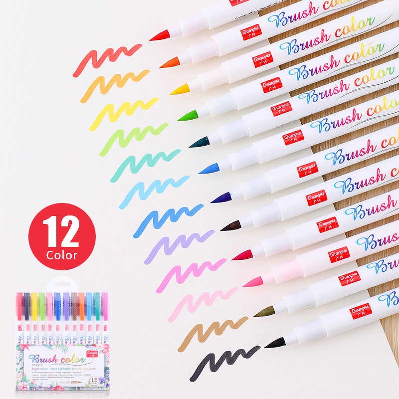 12 Colors Calligraphy Brush Pens Set for Beginners Drawing for Hand ...