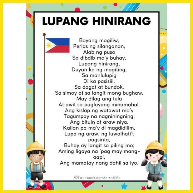 Random Colorful Design Panatang Makabayan, Lupang Hinirang, Panunumpa ...