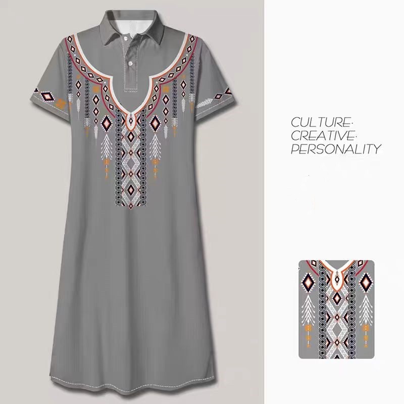 New Asean Attire For Women Retro Patterned Polo Skirt 2025 Mid -Long ...