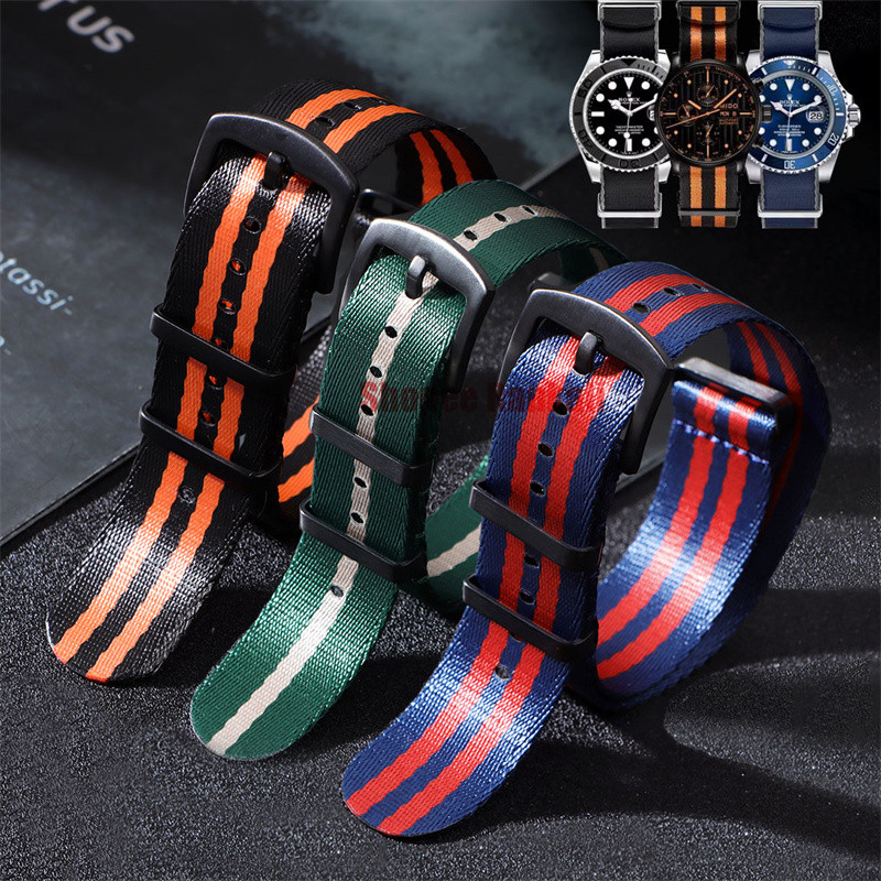 20mm 22mm Nylon NATO Loop Watch Strap Smooth Canvas Universal Bracelet ...