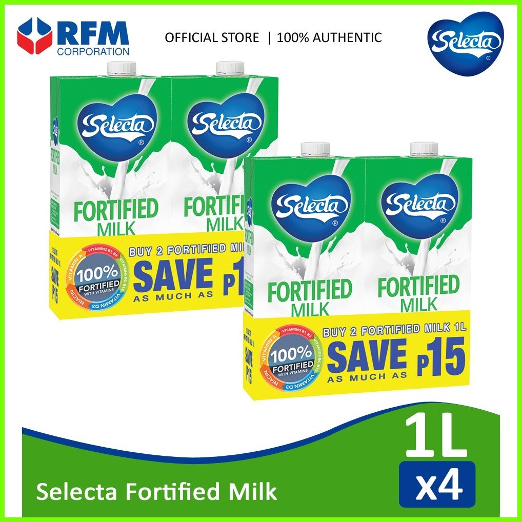 ♀ ℗ Selecta Fortified Milk 1 Liter - Set of 4s | Shopee Philippines
