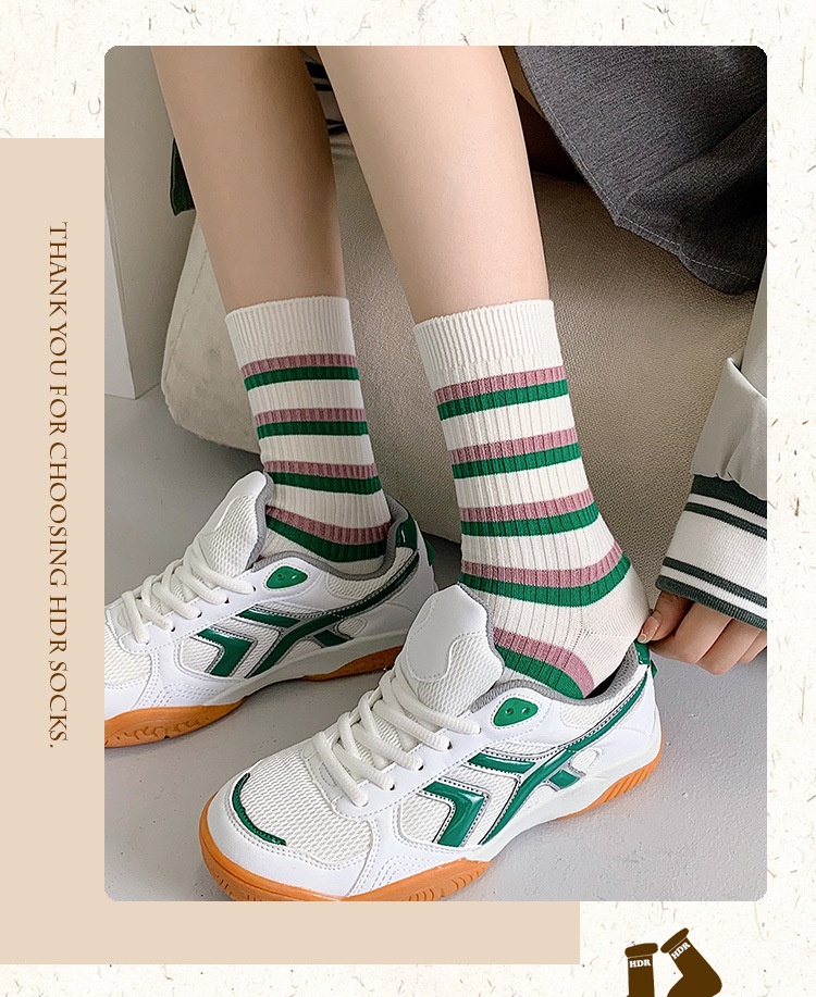 Green Socks Women's Mid-Tube Socks ins Trendy Pile Socks Japanese Retro ...