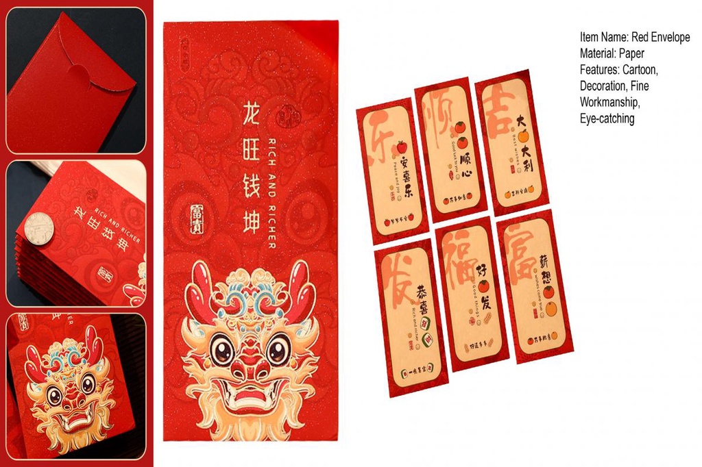 Cultural Red Envelope Year of the Dragon Red Envelope 2024 Dragon Year ...