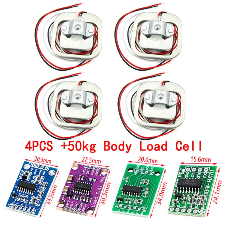 HX711 AD Module Body Load Cell Weight Sensor Pressure Sensor+4Pcs 50kg ...