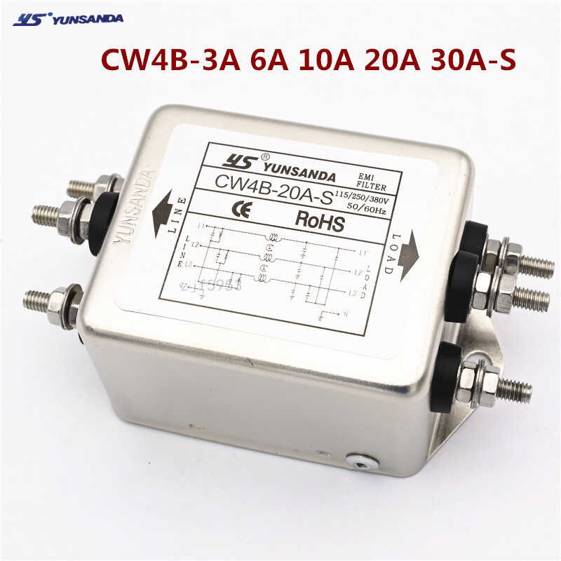 CW4B-10A 20A-S Variable Frequency EMI Power Filter 30A Three Phase 380V AC Purification An ...