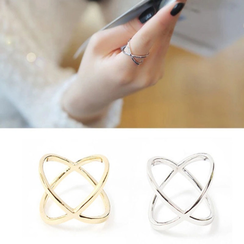 A HELLO GIRL Bohemian Vintage Cross Gold Rings for Women Wedding Trendy Stainless Steel Chain ...